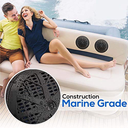 Pyle Bluetooth Marine Receiver Stereo & Speaker Kit 300W Single DIN Boat Marine Head Unit l LCD, Mic, Hands-Free Calling, AUX, MP3/USB/SD, AM/FM Radio, Remote - PLMRK47BK (Black)