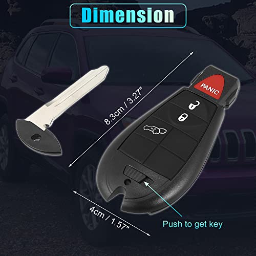 X AUTOHAUX Replacement Keyless Entry Remote Car Key Fob GQ4-53T 433Mhz for Jeep Cherokee 2014-2019 4 Buttons with Door Key