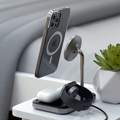 Satechi 3-in-1 Magnetic Wireless Charging Stand β Compatible with 14 Pro Max/14 Pro/14/14 Plus, iPhone 13 Pro Max/13 Pro/13 Mini/13, Apple Watch Ultra & Series 8/7/SE/6/5/4/3/2/1, AirPods Pro 2/1