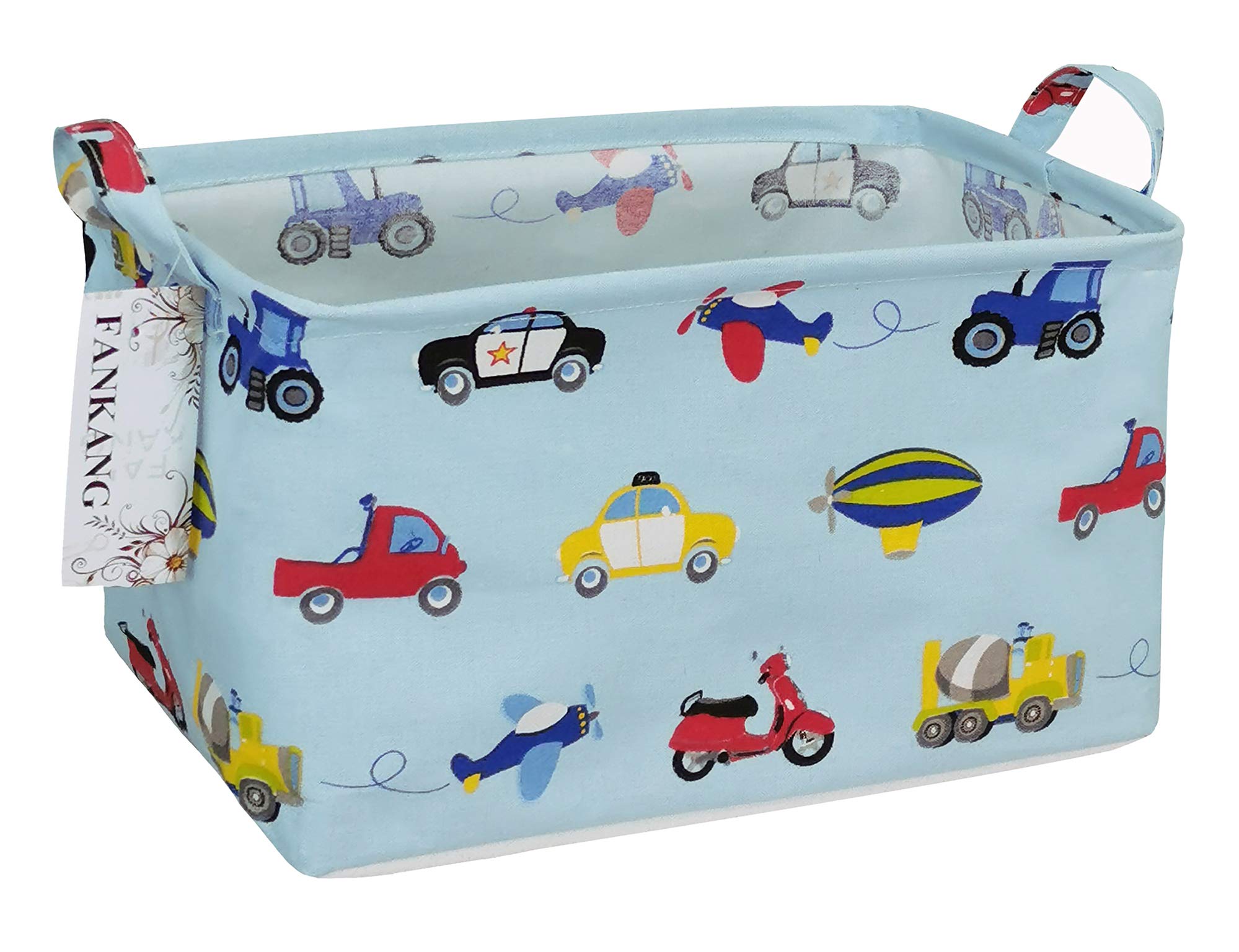 FANKANG Storage Basket,Nursery Hamper Canvas Laundry Basket Foldable with Waterproof PE Coating Storage, Office, Bedroom, Clothes,Toys (Rec-Car)