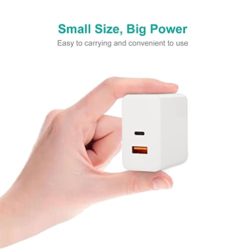 Konnek Stein USB C Charger,65W Type C Fasting Charger Adapter,Foldable Plug Dual Port Compatible with iPhone,Pixel,Galaxy S20 S10 S9,iPad Mini/Pro Fast,White,TF2003