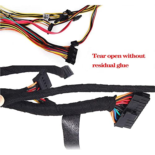 Seigun,6 Rolls Wire Loom Harness Tape, High Adhesive Force Wiring Harness,Black Adhesive Fabric Tape, Automobile Electrical Wire harnessing Noise Dampening Heat Proof (19mm X 15m