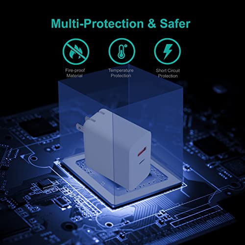 Konnek Stein USB C Charger,65W Type C Fasting Charger Adapter,Foldable Plug Dual Port Compatible with iPhone,Pixel,Galaxy S20 S10 S9,iPad Mini/Pro Fast,White,TF2003