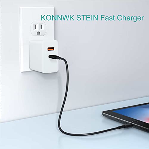 Konnek Stein USB C Charger,65W Type C Fasting Charger Adapter,Foldable Plug Dual Port Compatible with iPhone,Pixel,Galaxy S20 S10 S9,iPad Mini/Pro Fast,White,TF2003