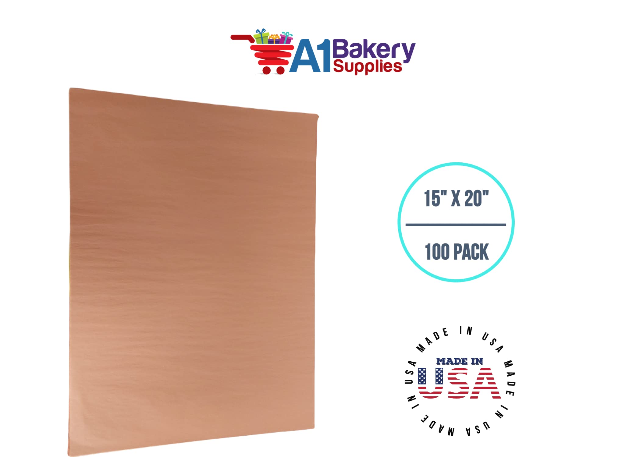 A1 Bakery Supplies Terra Cotta Gift Wrap Tissue Paper 15 Inch X 20 Inch - 100 Sheets Premium Quality Gift Wrap Paper Made in USA
