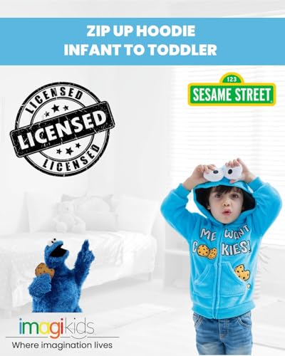 Sesame Street Cookie Monster Infant Baby Boys Zip-Up Hoodie Blue 24 Months
