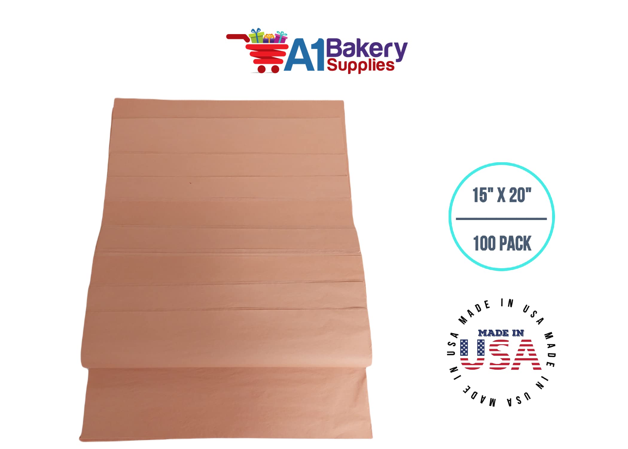 A1 Bakery Supplies Terra Cotta Gift Wrap Tissue Paper 15 Inch X 20 Inch - 100 Sheets Premium Quality Gift Wrap Paper Made in USA