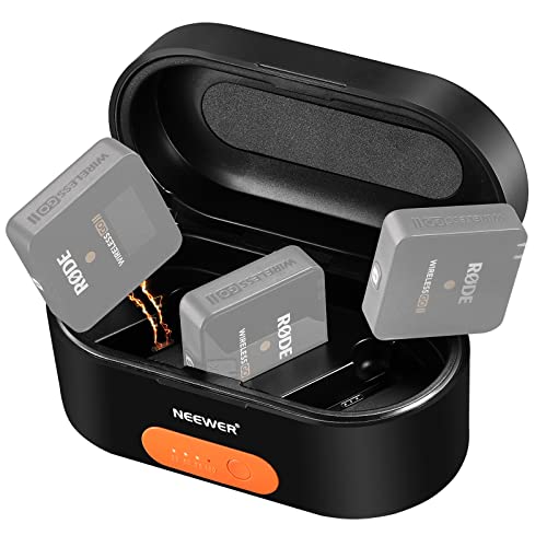 NEEWER Wireless Charging Case Compatible with Rode Wireless GO Wireless GO II, 3-Channel PD Fast Charging Portable Charger with Type-C, Built-in 3400mAh Battery for Compact Wireless Microphone System
