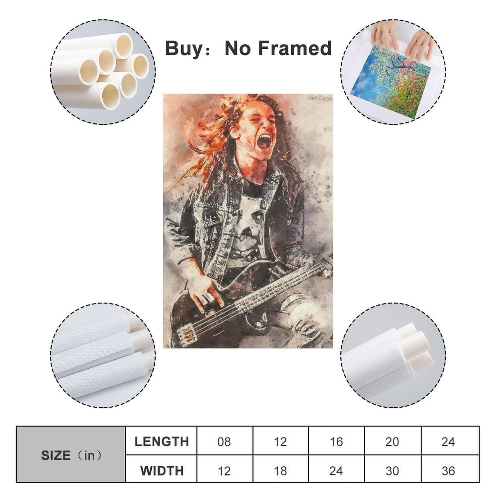 KRIADO Rock Bassist Cliff_Burton Rock Live Wall Art Canvas Poster 12x18inch(30x45cm)