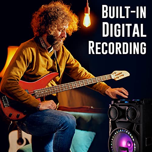 QFX PBX-1212 Bluetooth Rechargeable Dual 12β Woofer with 1β Tweeter Speaker System with Microphone Input, Guitar Input, Aux Input, USB Port, SD Card Port, TWS, Recording, FM Radio, LED Party Lights