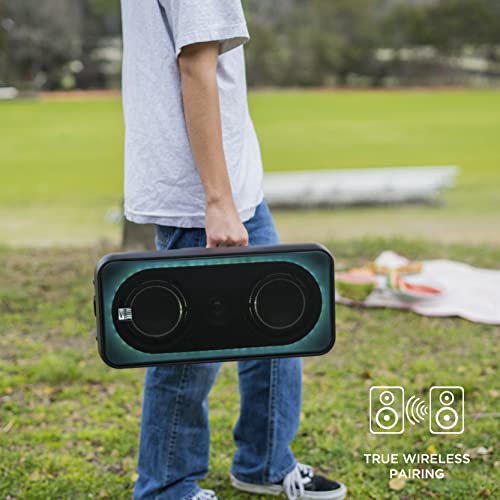Altec Lansing Shockwave 200 Wireless Party Speaker 180W Bluetooth Speaker with a Long Lasting 12 Hour Battery, Multi LED Party Modes, Multiple bass Boost Modes, Party Sync, AM/FM Radio