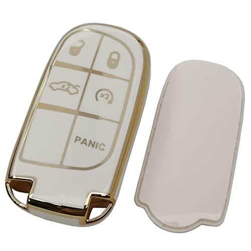 Guibuhuse TPU Protective Remote Key Fob Cover Fits for Jeep Grand Cherokee 2014-2021 Dodge Charger 2012-2018 2017 2018 2016 Wrangler Compass Renegade Patriot Grand Comander