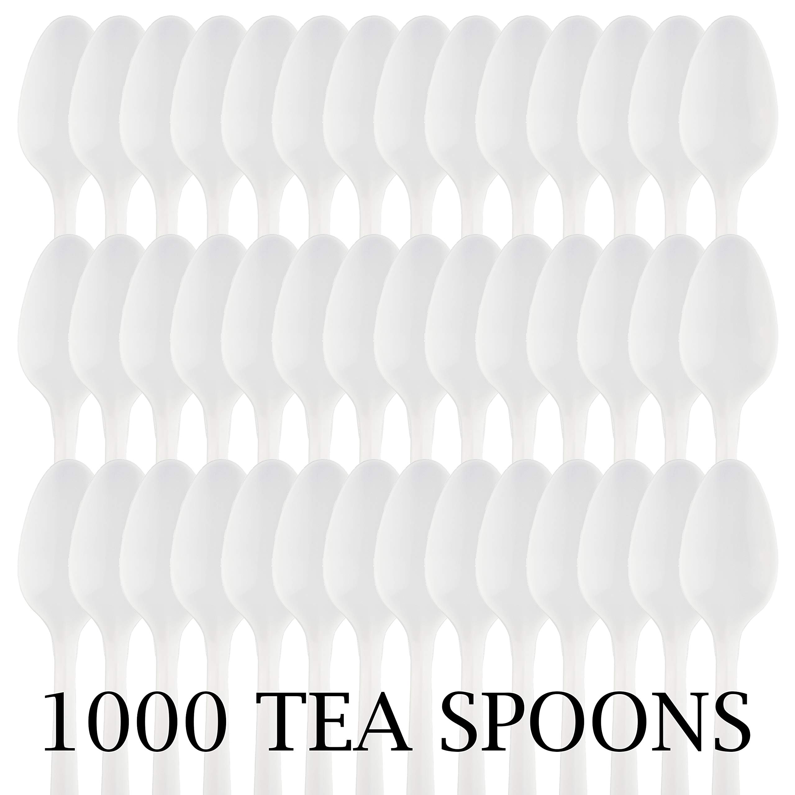 PLASTICPRO Cutlery Plastic Teaspoons Medium Weight Disposable Silverware White (1000 Count)