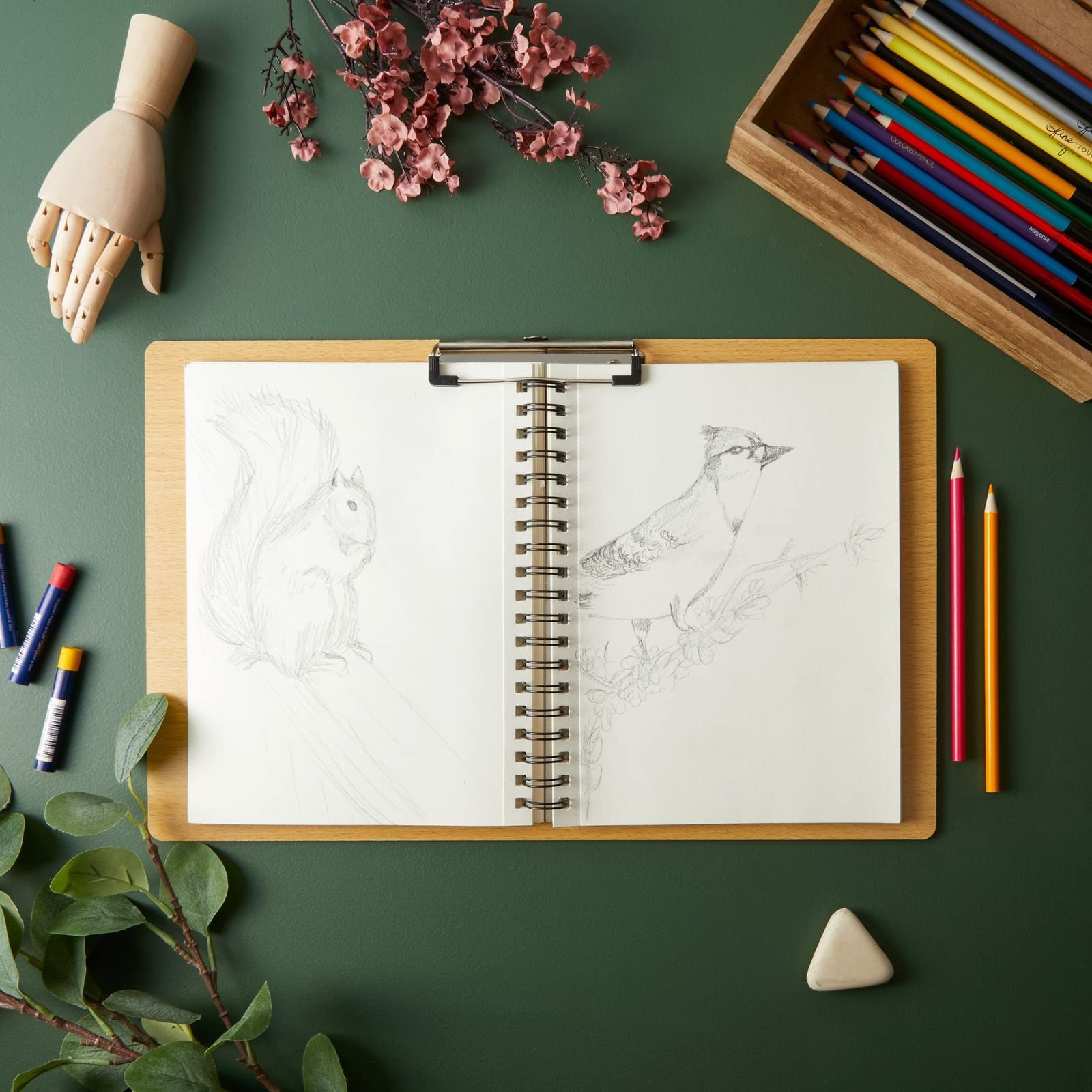Extra Large 11x17 Clipboard, Horizontal Wooden Lap Board with Low Profile Clip for Drawing, Sketching, Art Supplies (3mm Thickness)