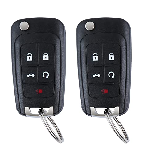 Replacement Flip Remote Fob fit for 2010-2019 Chevy Equinox,2011-2016 Cruze Malibu Camaro Trax /Buick Lacrosse Regal Verano Trunk Car Keyless Entry Uncut Key Fob (FCCID: OHT01060512) Pack of 2