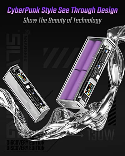Shargeek 130W STORM2 Slim Transparent Power Bank with LED Display Screen & Shargeek Retro 35W USB C Fast Charger
