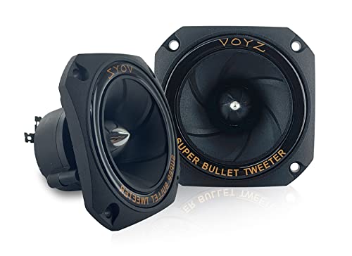 VOYZ 400 Watt 3.5” Piezo Super Horn Tweeters Aluminum Diaphragm 4-8 ohms - Black Housing with Capacitor 1 Pair (2pcs) (PET-1943)