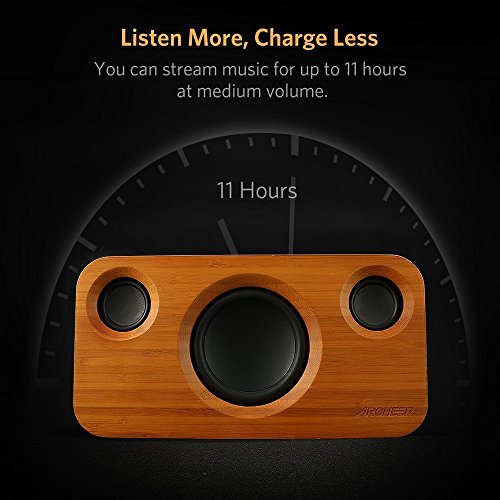 ARCHEER 25W Bluetooth Speaker (A320) with Super Bass, Loud Bamboo Wood Home Audio Wireless Speakers with Subwoofer