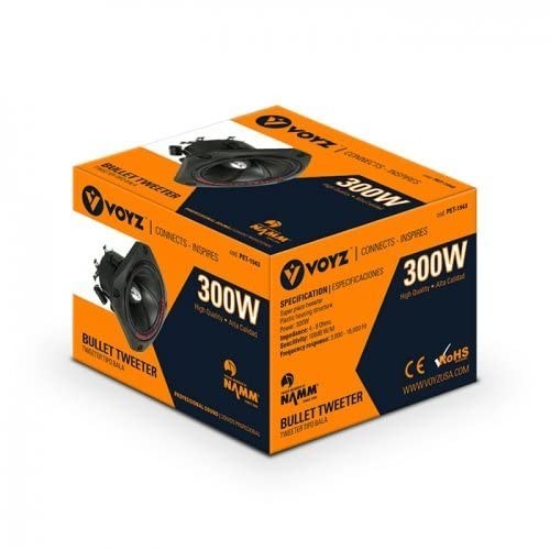 VOYZ 400 Watt 3.5β Piezo Super Horn Tweeters Aluminum Diaphragm 4-8 ohms - Black Housing with Capacitor 1 Pair (2pcs) (PET-1943)