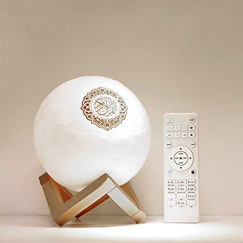 3D Moon Quran Speaker Light, Portable Quran Speaker APP Control Remote Small Moon Light Night Light with Bluetooth Eid Mubarak hajj Gifts…
