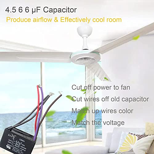 LONYE 5 Wire Ceiling Fan Capacitor Replacement for New TECH CBB61 250VAC 50/60 Hz 4.5 + 6 + 6μF
