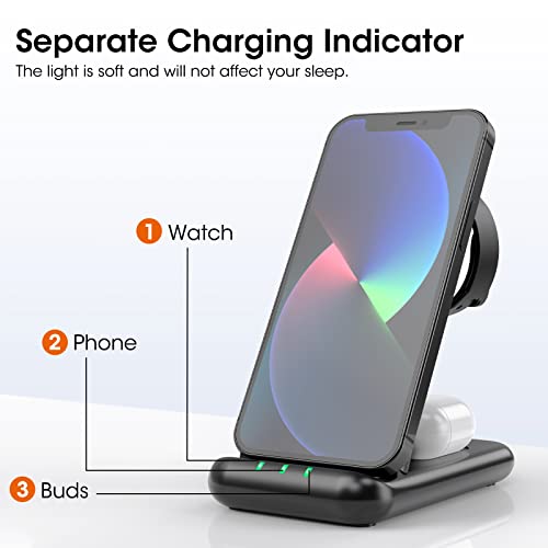 Wireless Charger, 3 in 1 Wireless Charging Station for iPhone 14/13/12/11/Pro/Max/Mini, Fast Wireless Charging Dock with 18W Adapter, Wireless Charger Stand for Apple Watch Series/Airpod 3/pro/2