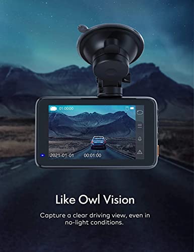 DAJKRTIA Dash Cam 1080P Car Dash Camera, Super Night Vision Driving Recorder 3 Inch LCD Screen 170° Wide Angle, G-Sensor, Accident Record, Loop Recording
