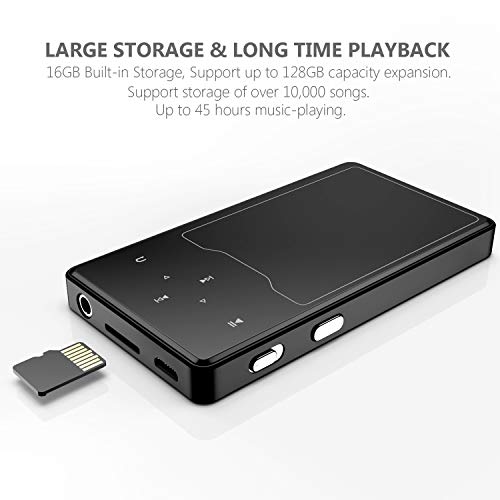 MP3 Player with Bluetooth 5.2, BERENNIS 16GB Portable HiFi Lossless Sound 2.4" Large Screen Music Player with FM Radio Voice Recorder Video Player, Support up to 128GB