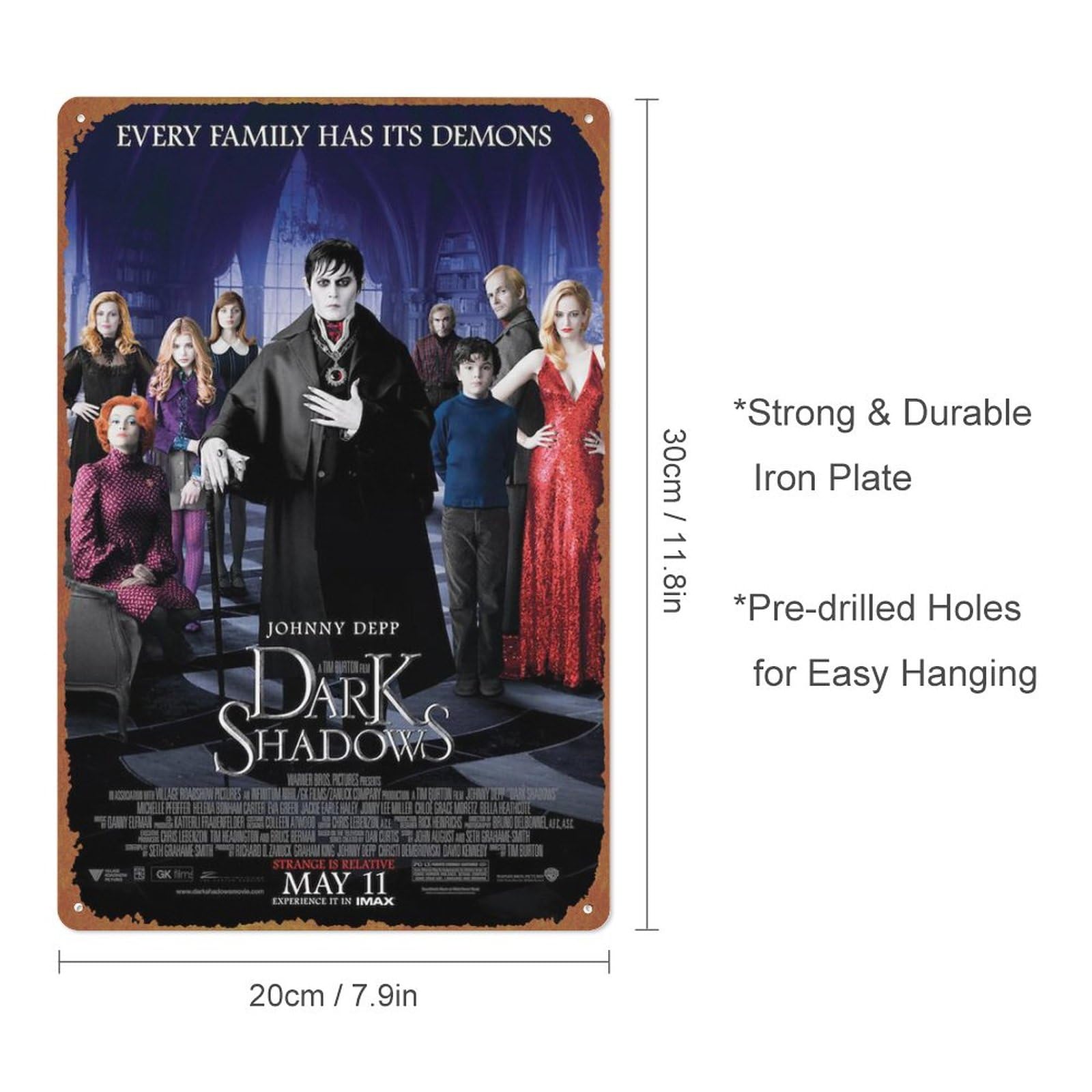 Dark Shadows Tin Sign Retro Metal Movie Poster Art Wall Home Decor 8x12 Inches