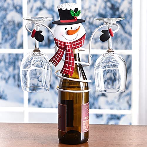 Decka Christmas Wine Glass Holder Wine Racks Counter top Freestanding Metal, Uniquie Ornament for Home Decor & Kitchen Storage Rack, Bar, Wine Cellar, Shelves, Counter, Cabinet, Pantry (Snowman)