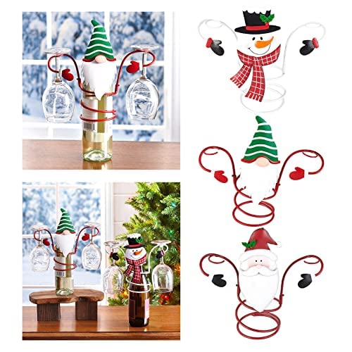 Decka Christmas Wine Glass Holder Wine Racks Counter top Freestanding Metal, Uniquie Ornament for Home Decor & Kitchen Storage Rack, Bar, Wine Cellar, Shelves, Counter, Cabinet, Pantry (Snowman)