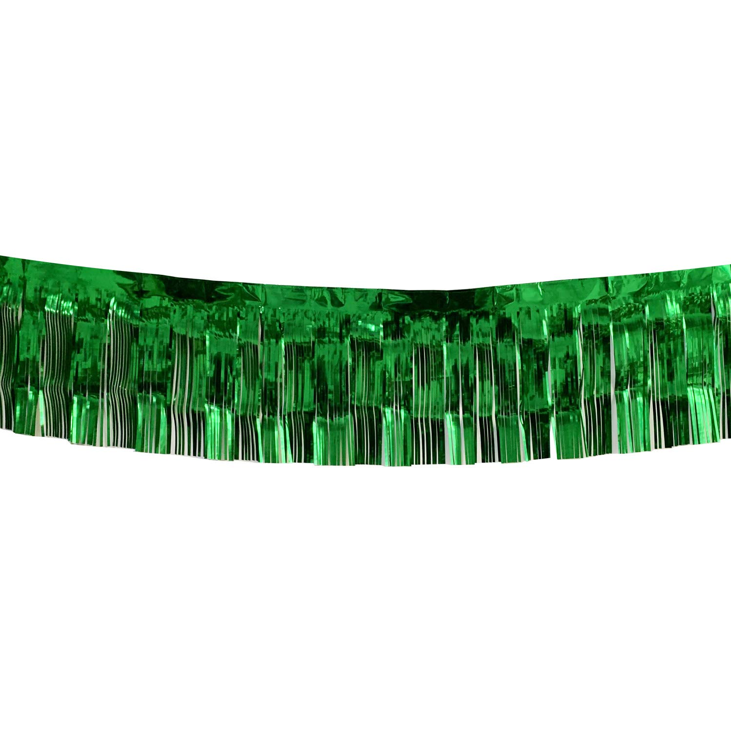 Blukey 10 Feet Long Green Parade Floats Skirting Decorations- Pack of 1 | Metallic Foil Fringe Garland | Ideal for Parade Floats, Bridal Shower, Wedding, Birthday | Wall Hanging Tassle Banner