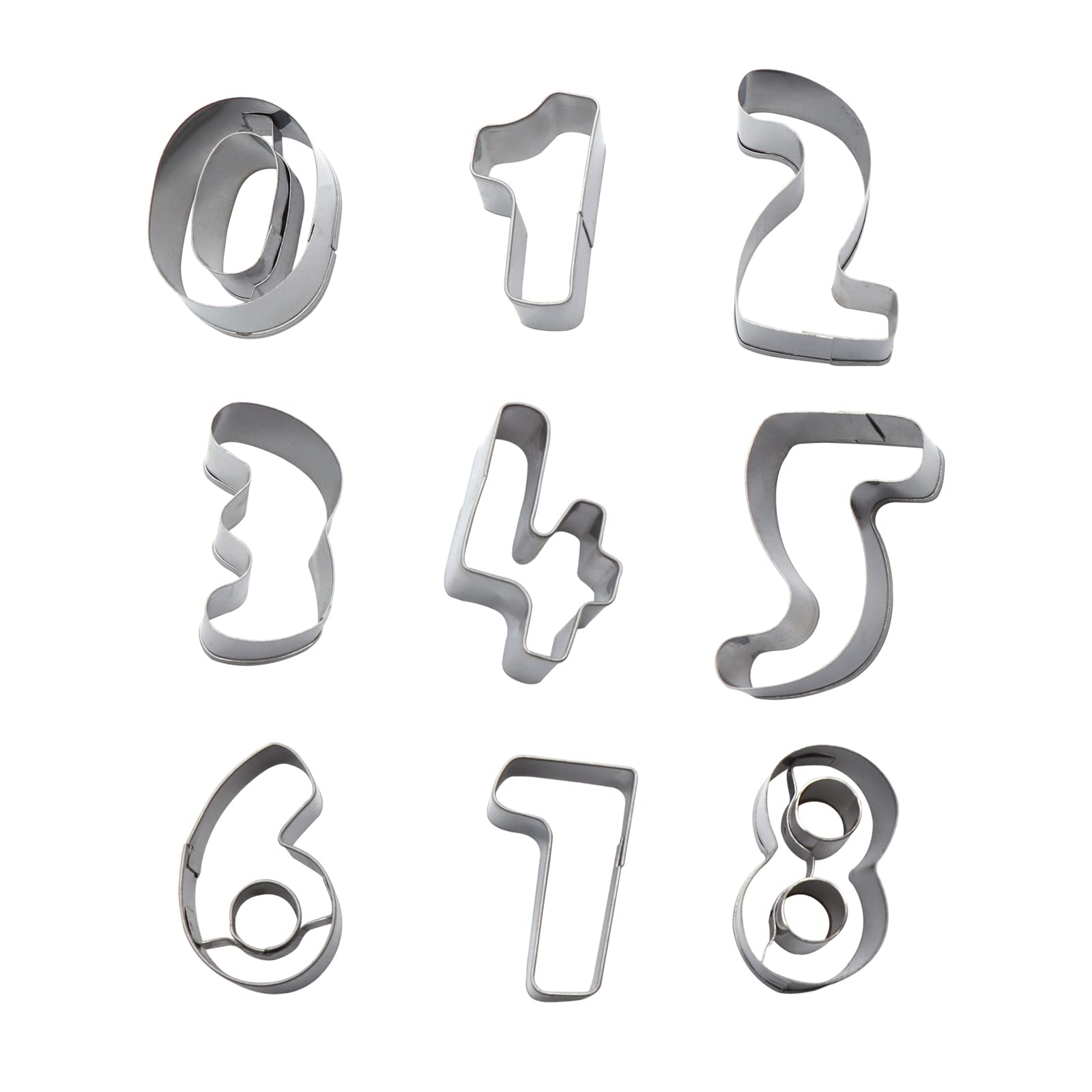 Cutters 9 Piece Numbers Cookie Cutter - Stainless Steel Numbers Cutter Set Tools - for Home Kitchen Birthday Baby Shower Party Supplies