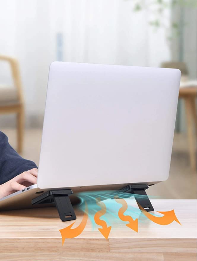 Mini Laptop Stand, Keyboard Riser Stand, Invisible Ergonomic Laptop Holder Stand Riser, Foldable Tablet Pad Phone Stand, Cooler (2PCS) (Black)