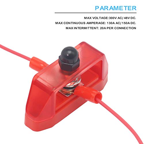RECOIL S1P-516 Busbar Single 5/16β Studs Power Distribution Block with Ring Terminals Pair Red & Black