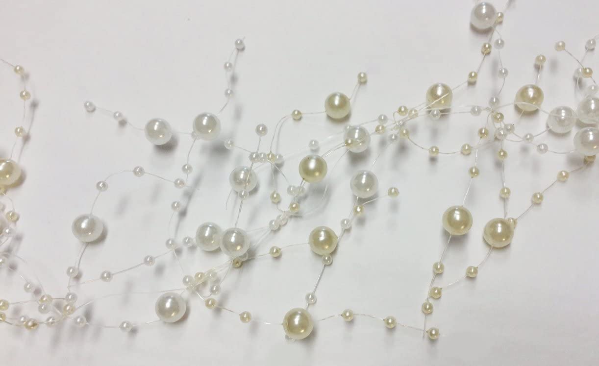 Sullivans Cream and Ivory Pearl Beaded Garland 5 Ft