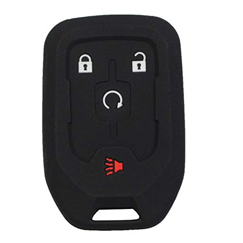 Btopars 2pcs 4 Buttons Silicone Rubber Remote Smart Key Fob Keyless Case Cover Protector Holder Compatible with GMC Acadia Terrain 2018 2019 2020 2021 Black Gray