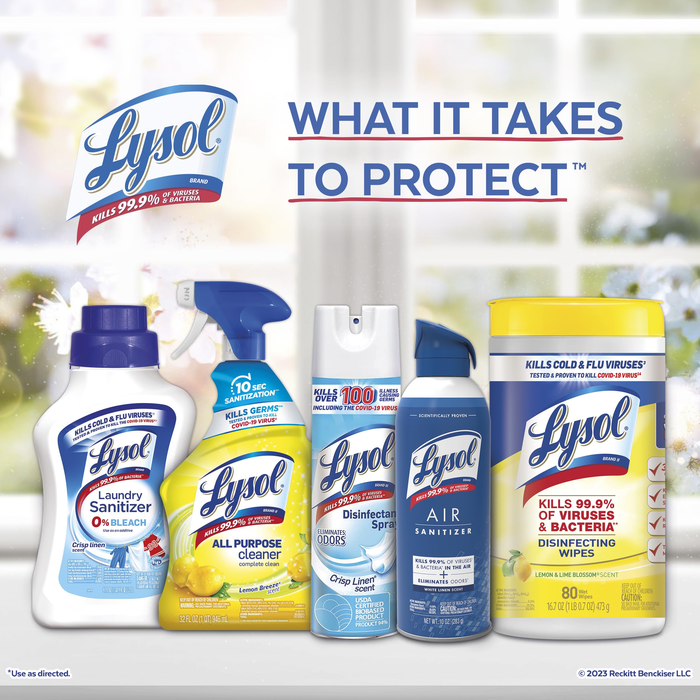 Lysol Disinfectant Spray + Fabric Disinfectant, Sanitizing and Antibacterial Spray, For Disinfecting and Deodorizing, Crisp Linen + Sundrenched Linen, 2 count (19 oz each) + 1 count (15 oz)