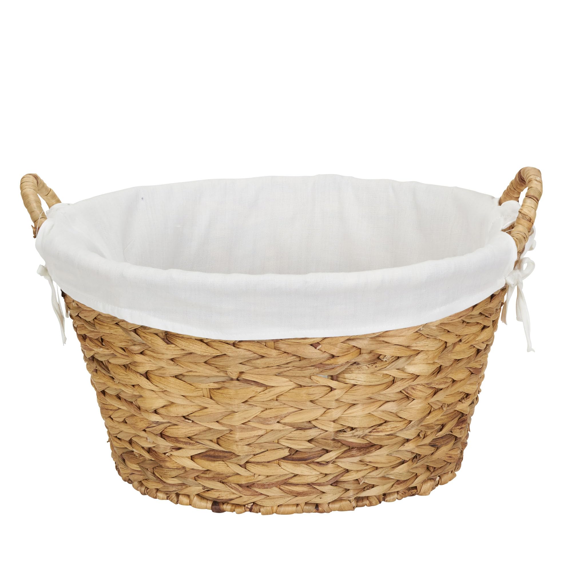 Household Essentials Natural ML-6667N Round Wicker Laundry Basket Hamper with Liner