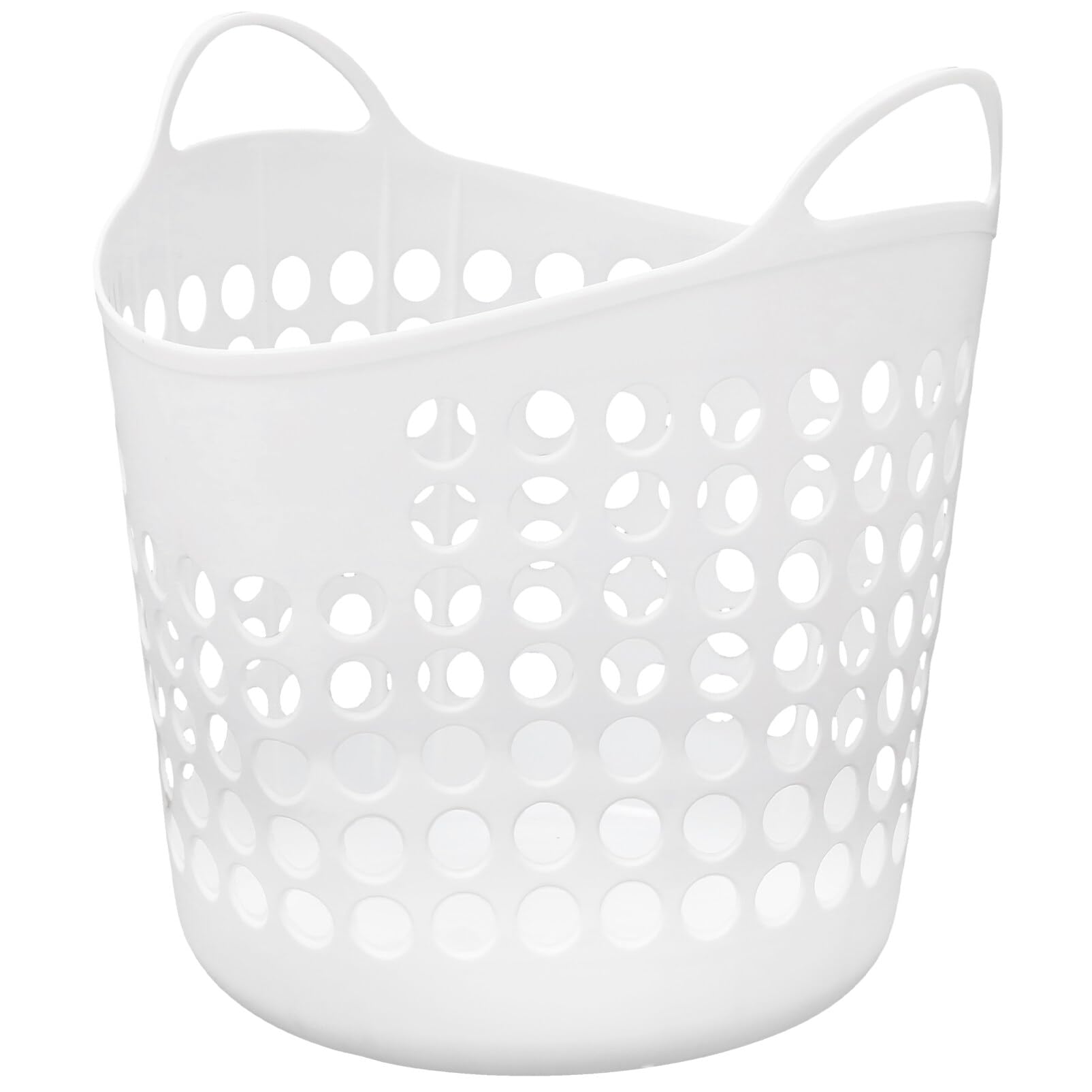 Cabilock Laundry Basket Plastic Laundry Hamper 30L Portable Round Bin with Carry Handles Laundry Bin Organizer Dirty Clothes Hamper for Bedroom Bathroom Towel Hamper for Wet Towels