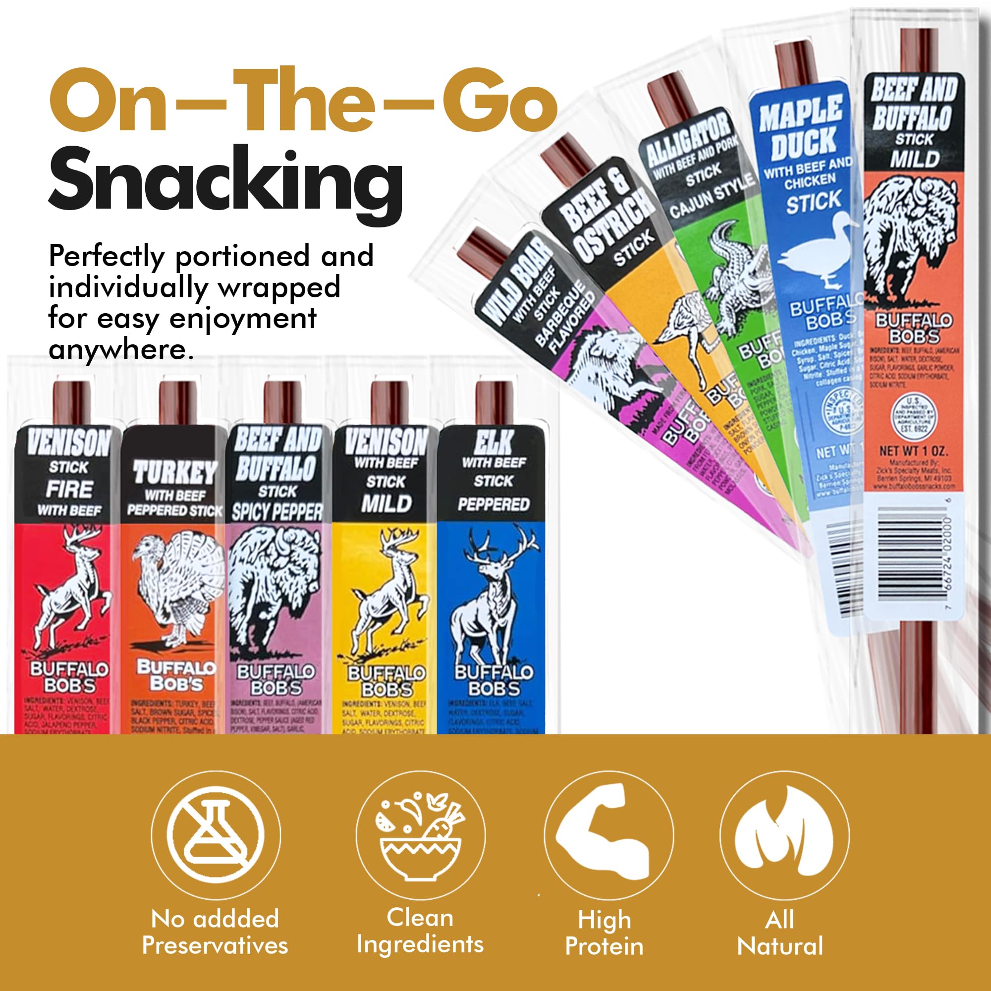 10 Piece Game Jerky Sticks Alligator-elk-buffalo-kangaroo-ostrich-pheasant-venison-wild Boar Variety Pack