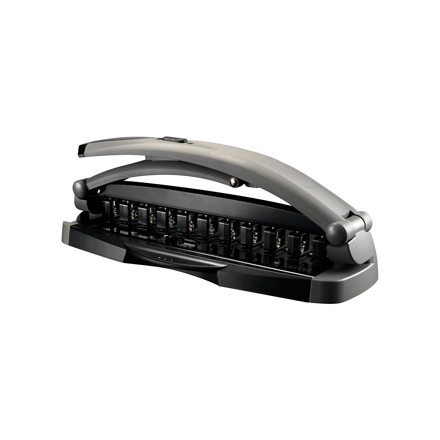 Staples Arc Desktop Paper Punch, 8-Sheet Capacity, Black & Gray