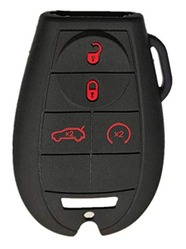 RUNZUIE Silicone Keyless Entry Remote Key Fob Cover Case Protector Fit for Jeep Grand Cherokee Commander Dodge Challenger Charger Durango Grand Caravan Journey Magnum 5 Buttons