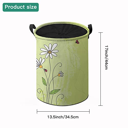 Fubido Duckies Print,Foldable Large Laundry Drawstring Basket with Handles,Bath Bubbles of Sketch Rubber Toys,for Dorm Room, Bathroom, Bedroom,Hamper for Toys,Clothing,Orange Yellow