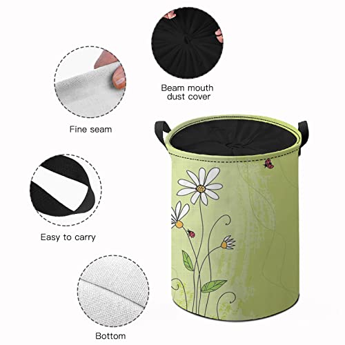 Fubido Duckies Print,Foldable Large Laundry Drawstring Basket with Handles,Bath Bubbles of Sketch Rubber Toys,for Dorm Room, Bathroom, Bedroom,Hamper for Toys,Clothing,Orange Yellow