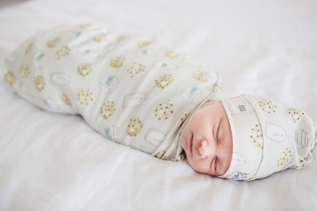 Copper Pearl Baby Beanie Hat Top Knot Stretchy Soft Chip