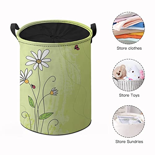 Fubido Duckies Print,Foldable Large Laundry Drawstring Basket with Handles,Bath Bubbles of Sketch Rubber Toys,for Dorm Room, Bathroom, Bedroom,Hamper for Toys,Clothing,Orange Yellow