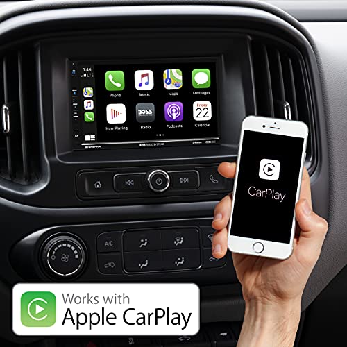 BOSS Audio Systems BVCP9700A Car Audio Stereo System - Apple CarPlay, Android Auto, 7 Inch Double Din, Touchscreen, Bluetooth Audio and Calling Head Unit, Radio Receiver, No CD Player, for Amplifier