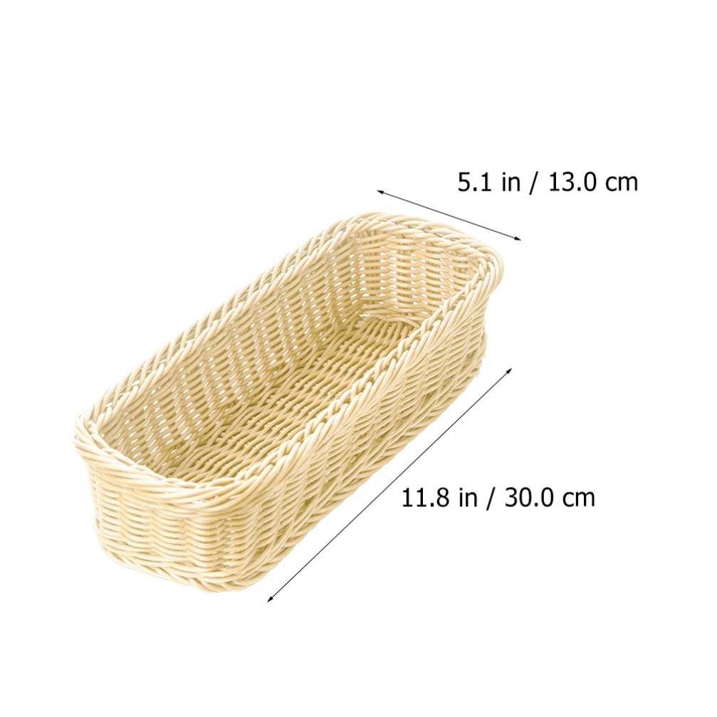 DOITOOL Plastic Woven Storage Basket, Kitchen Cutlery Holder Stand Silverware Basket Square Tableware Organizer for Kitchen, Dinning Table and Restaurant, 30X13X7CM