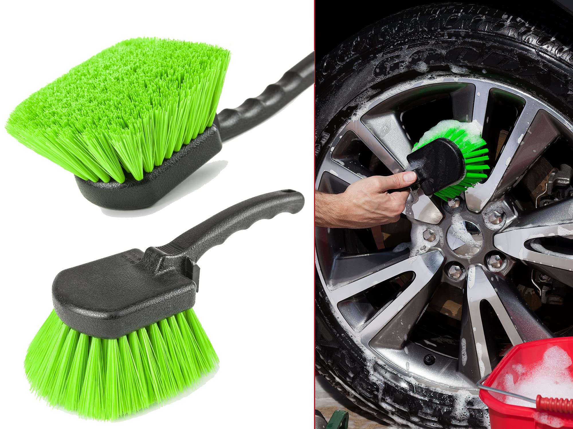 Harper 37518600 6-Piece Car Wash Brush Set with Telescoping Flow-Through Handle, (3) Brush Heads, (1) Soft Hand Brush and (1) Stiff Hand Brush